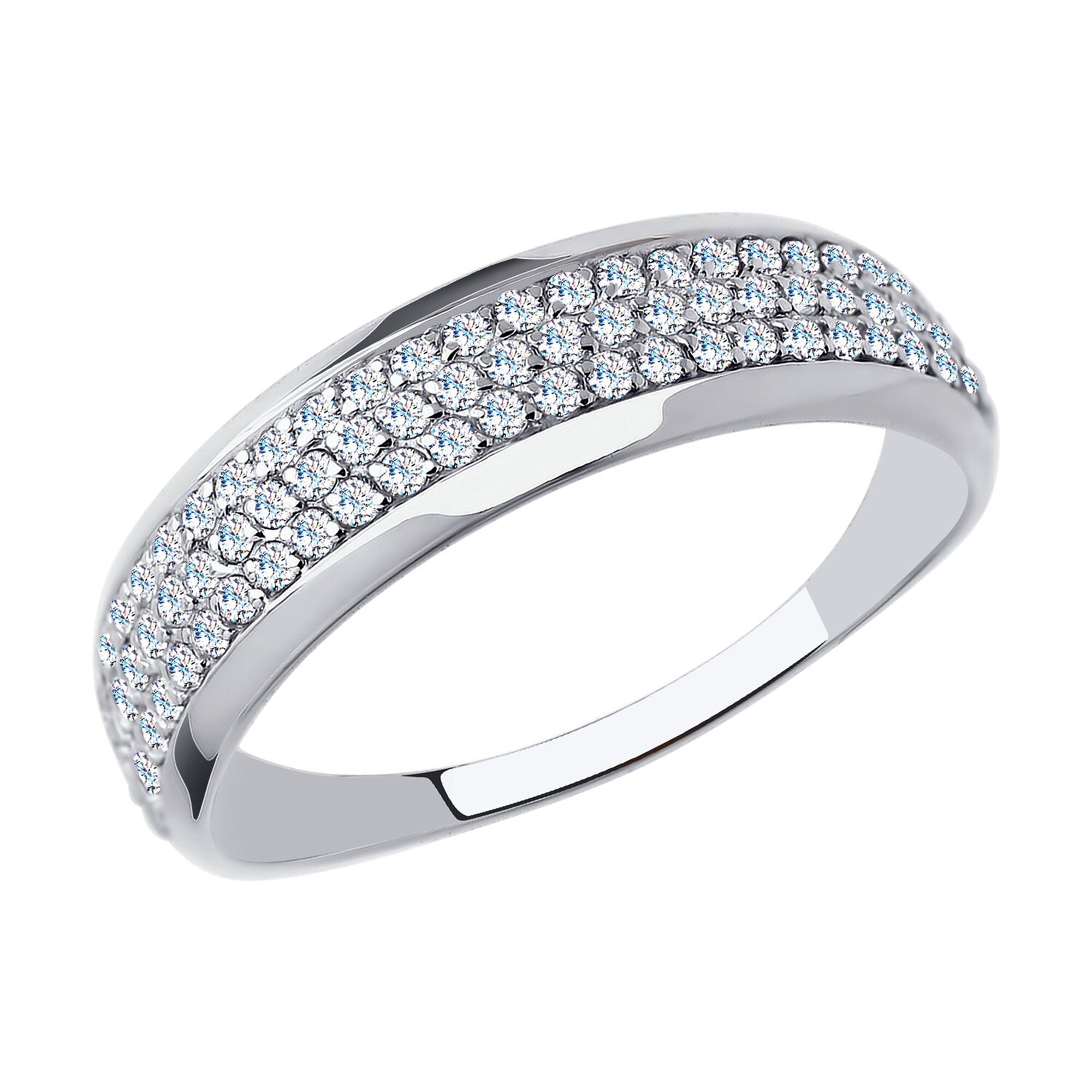 Кольцо дорожка, белое золото, 585 проба, фианит