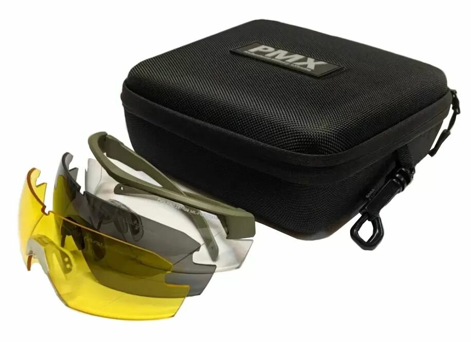 Очки защитные PMX Virtuel (песочная оправа, линзы: прозрачная 96% + серая 23% + желтая 89%)