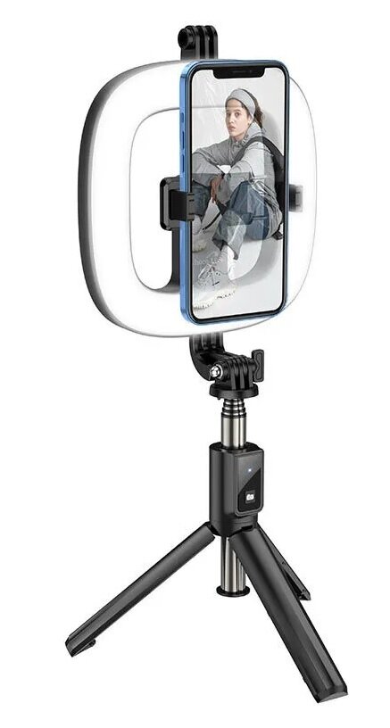 Монопод-держатель, селфи лампа HOCO LV03 Plus черный