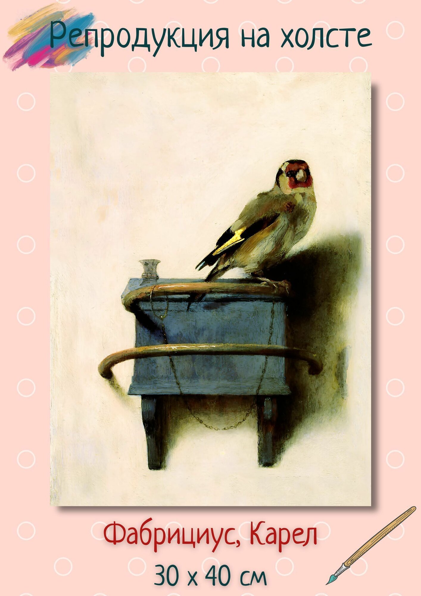 Картина Фабрициус Карел - "Щегол " 40х30