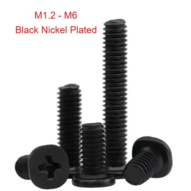 Винты с плоской головкой M1.2-M6 углеродистая сталь M1.6x4-100pcs, 4mm