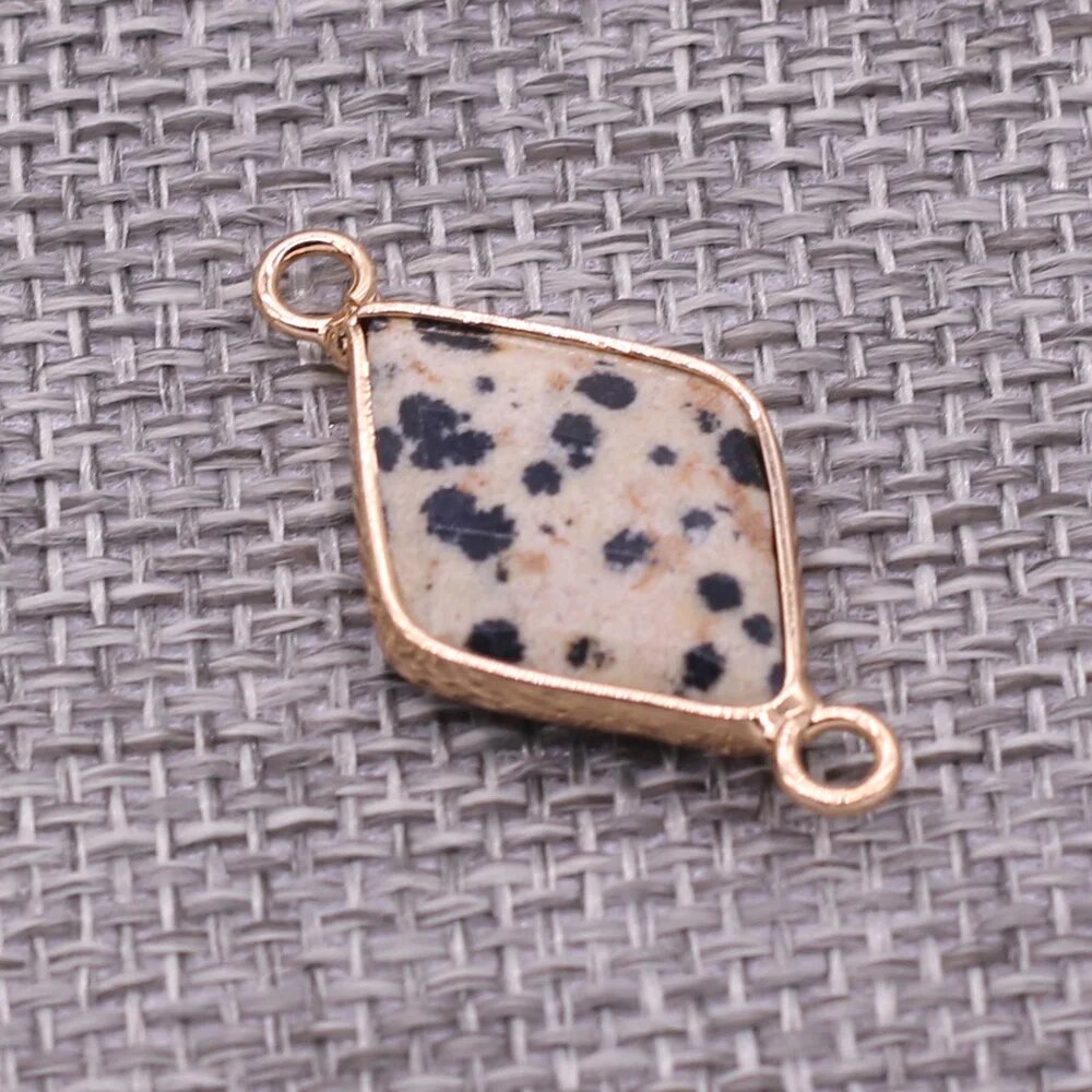 Подвески из полудрагоценных камней, ромб, аметист, кварц, 2 штуки Dalmatian Jasper
