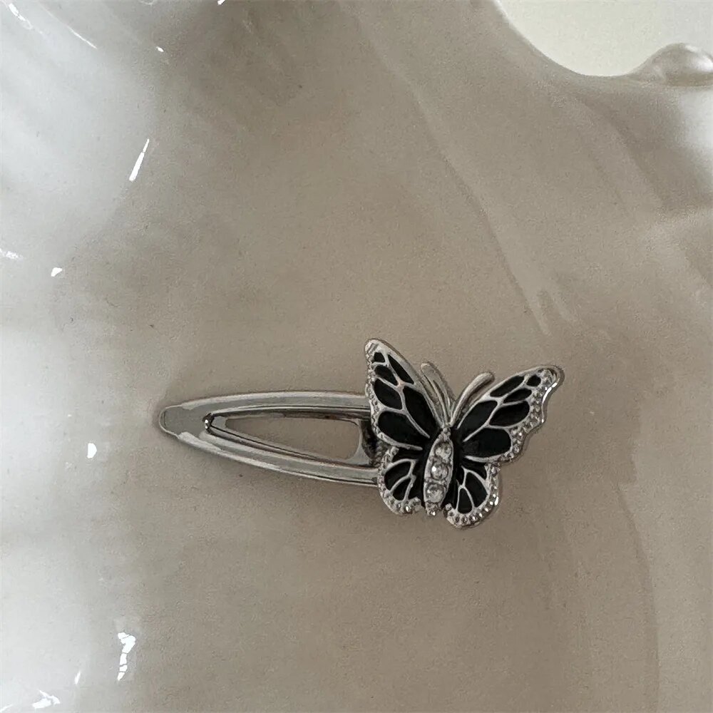 Французские Ретро заколки-бабочки 01-Black