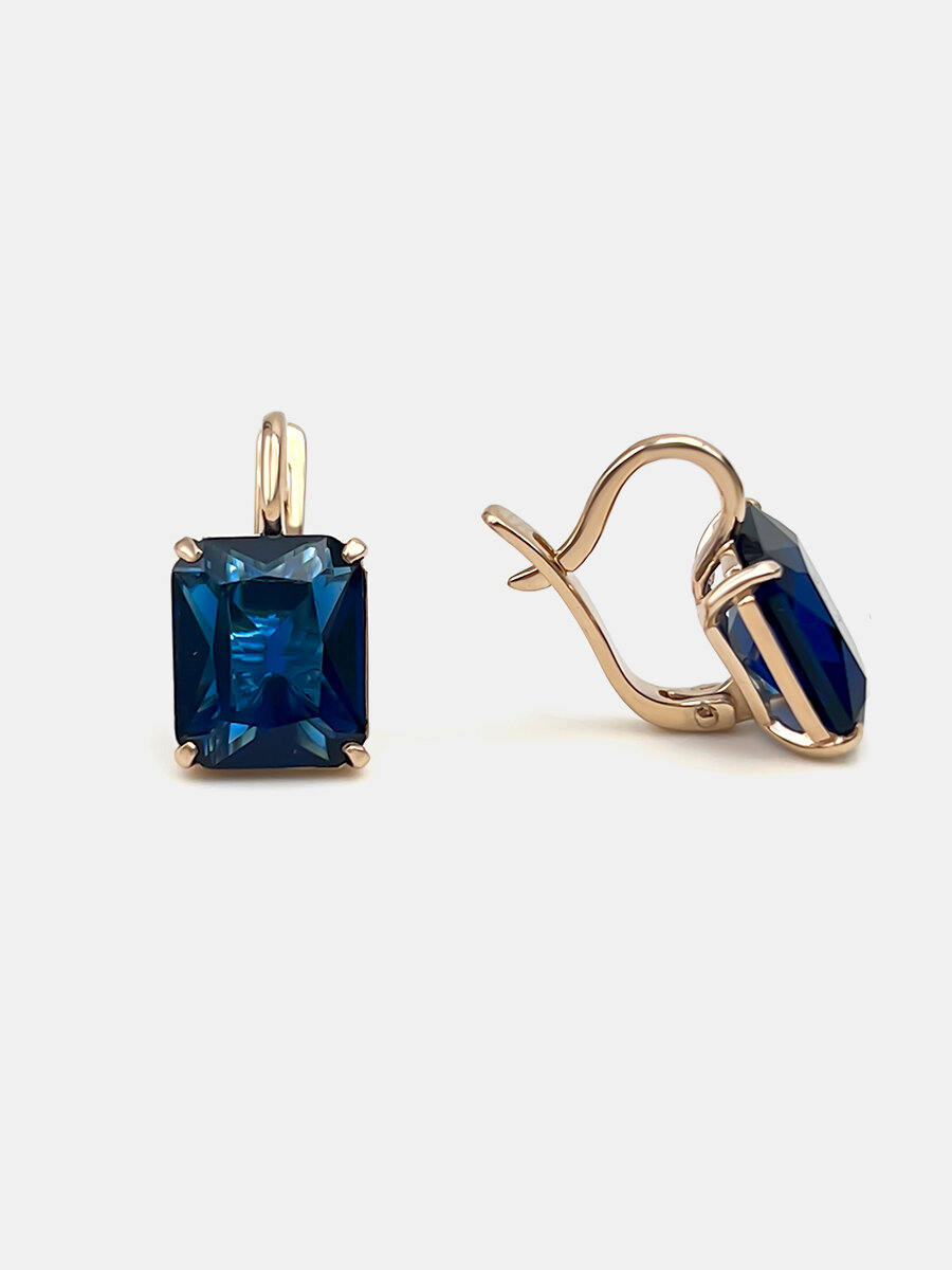 Серьги, сапфир синтетический