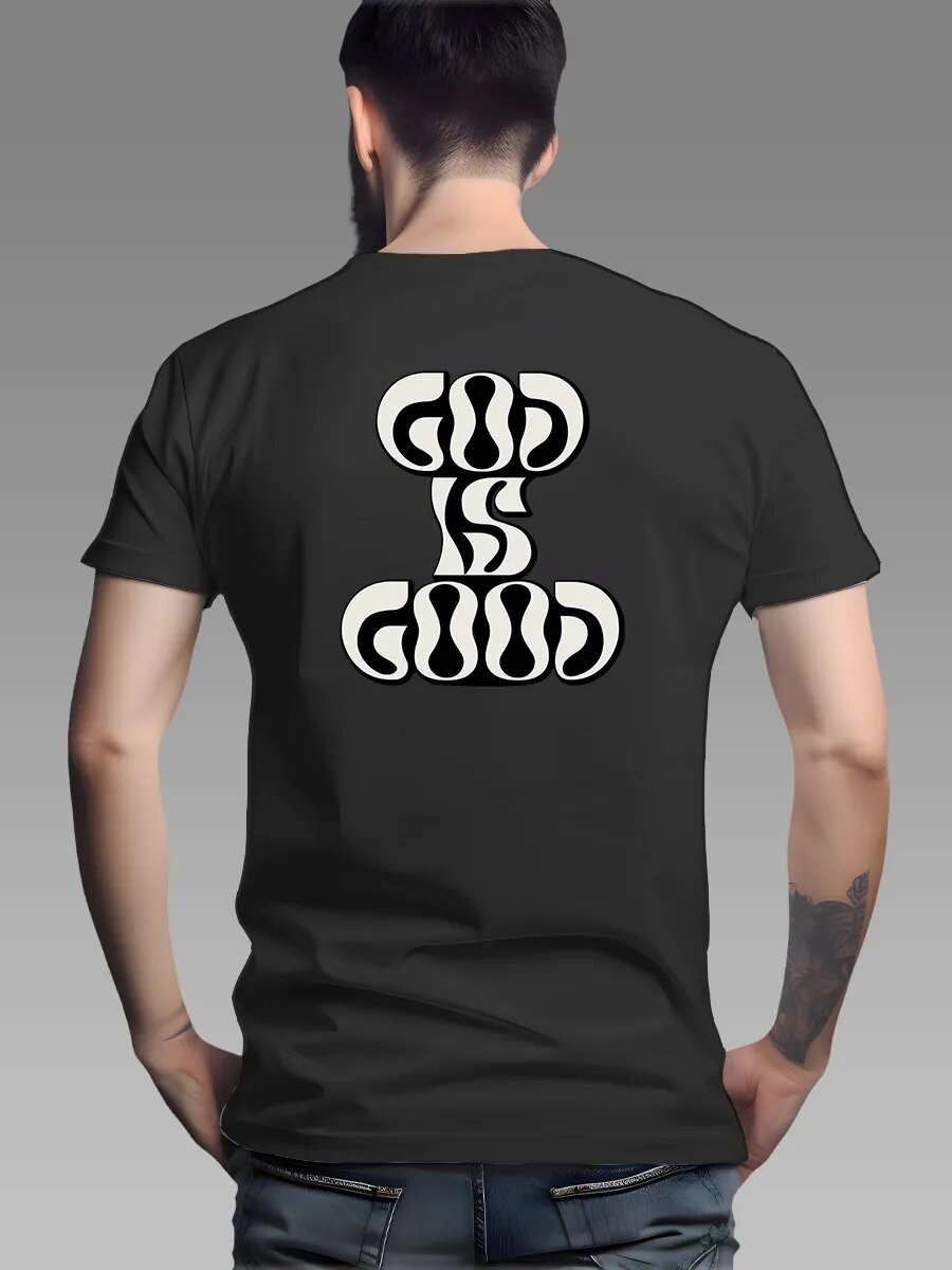 Футболка на спине надпись god is good
