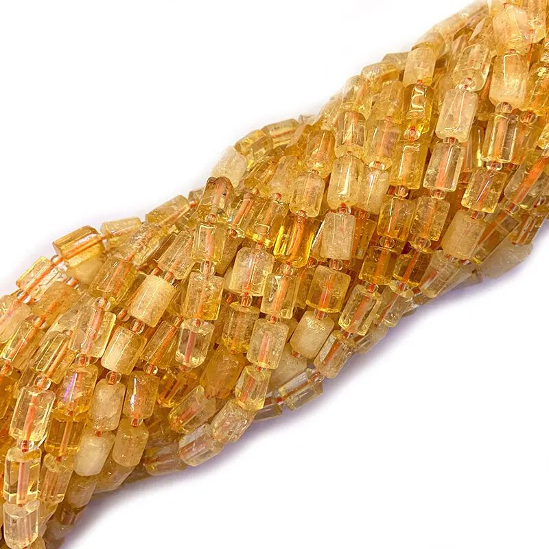 6x8 мм натуральный желтый цитрин бусины 15 "колонна баррель DIY свободные бусины для изготовления ювелирных изделий браслет ожерелье женщин подарок