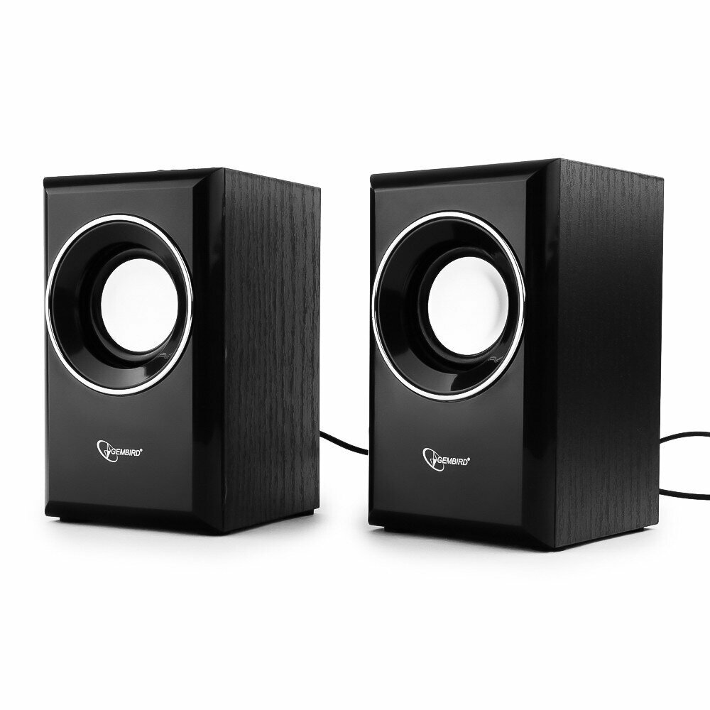 Колонки Gembird SPK-204, черный МДФ,2х3 Вт, регулятор громкости, USB