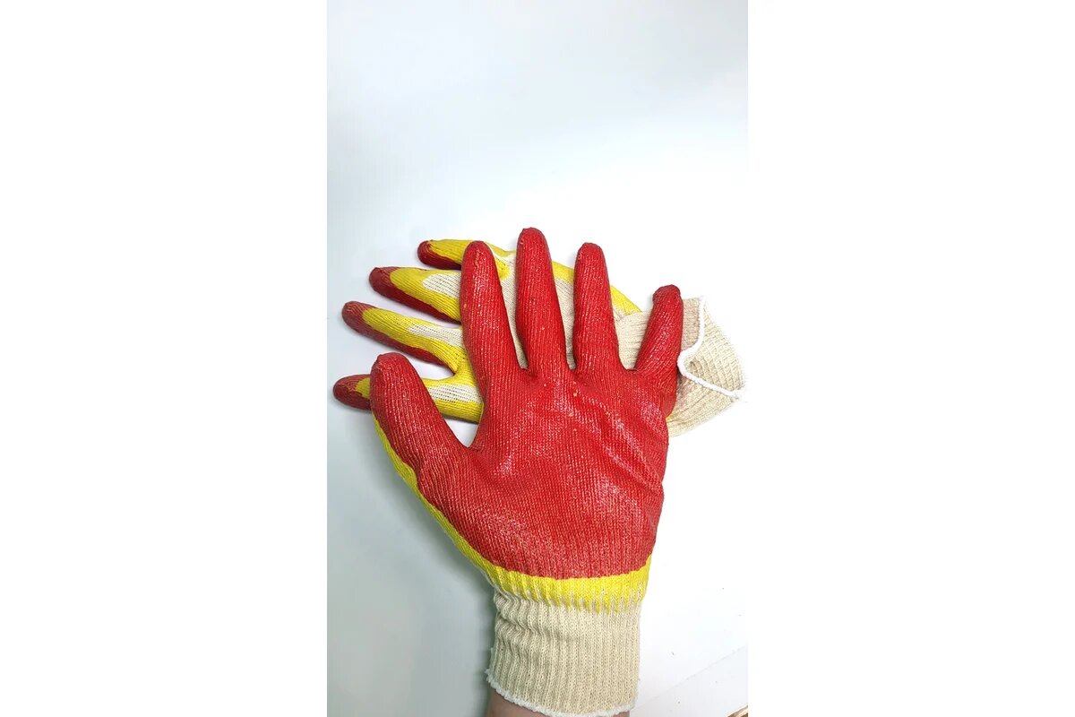 R2R трикотажные перчатки с двухслойным латексным обливом, красные, 2352