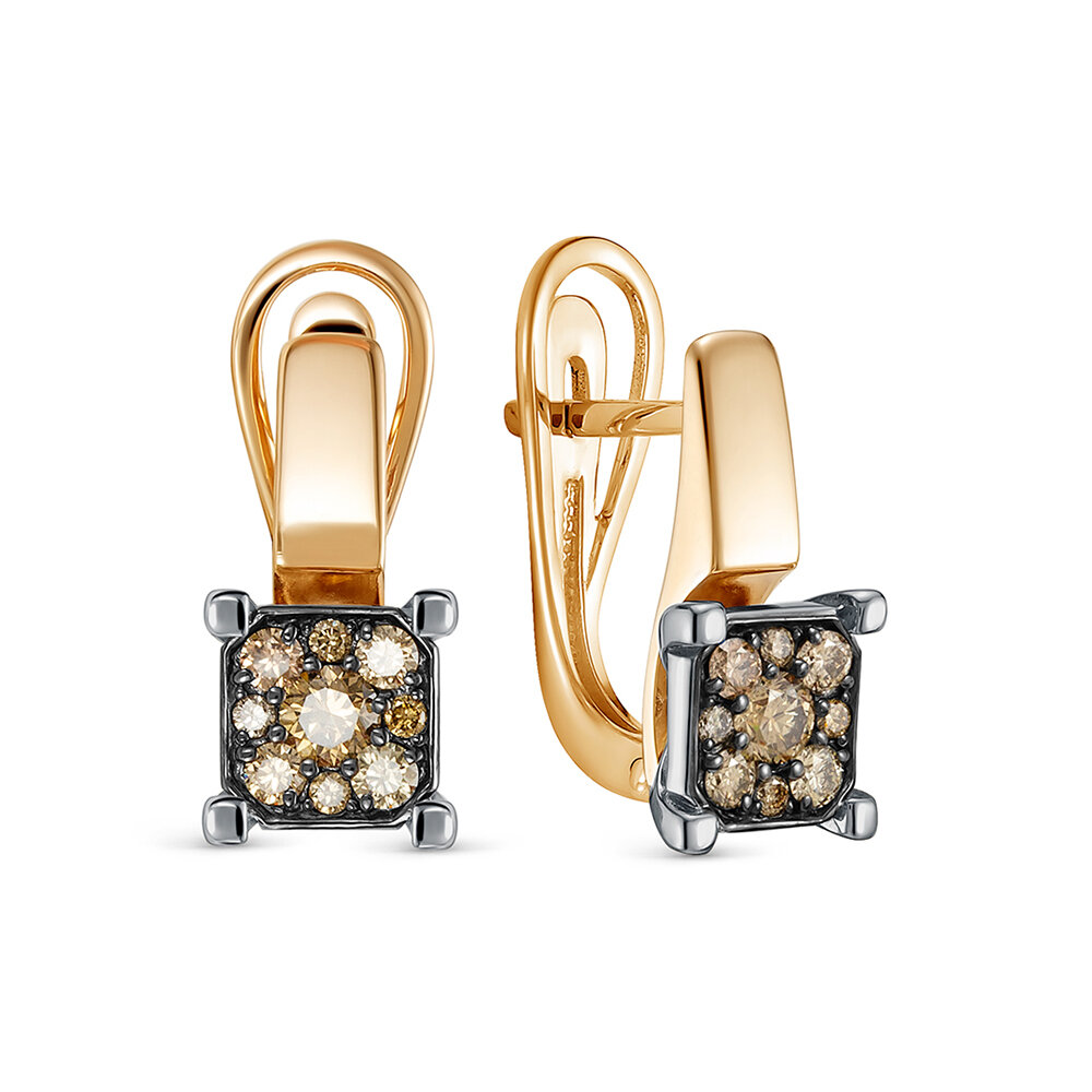 Серьги, красное золото, 585 проба, бриллиант