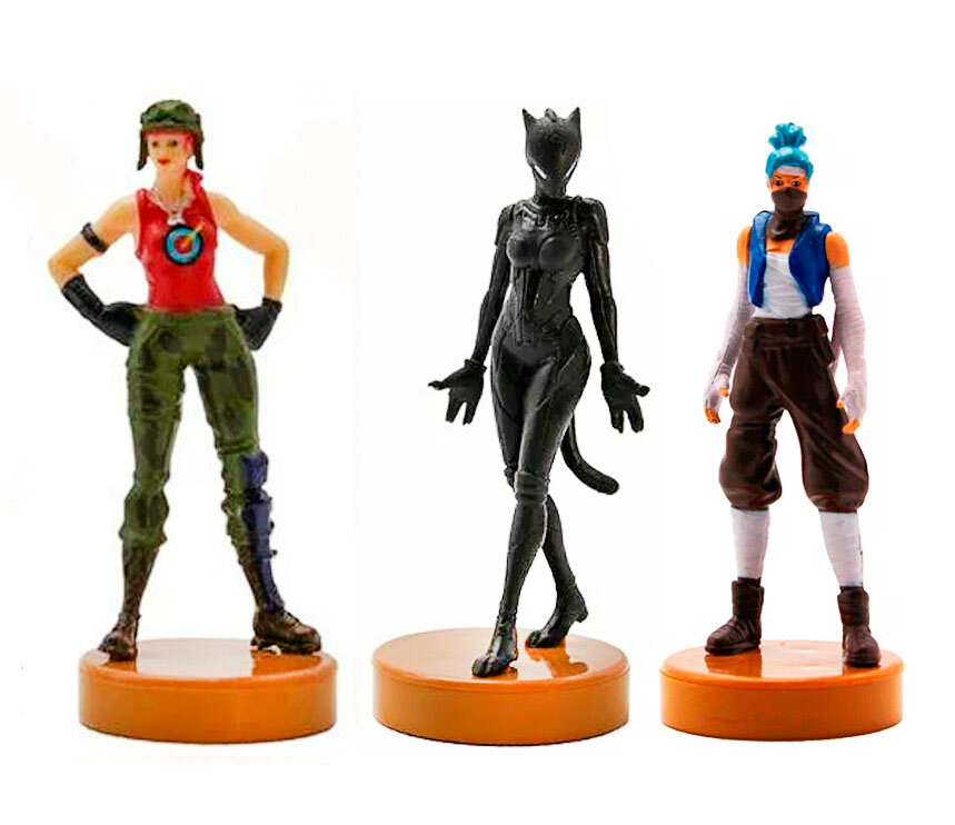 Штампик фигурка Fortnite 3шт 7,5см (2 серия) / Штампики Фортнайт в коробке по 3шт / Неоновая рысь, Мишень, Куно