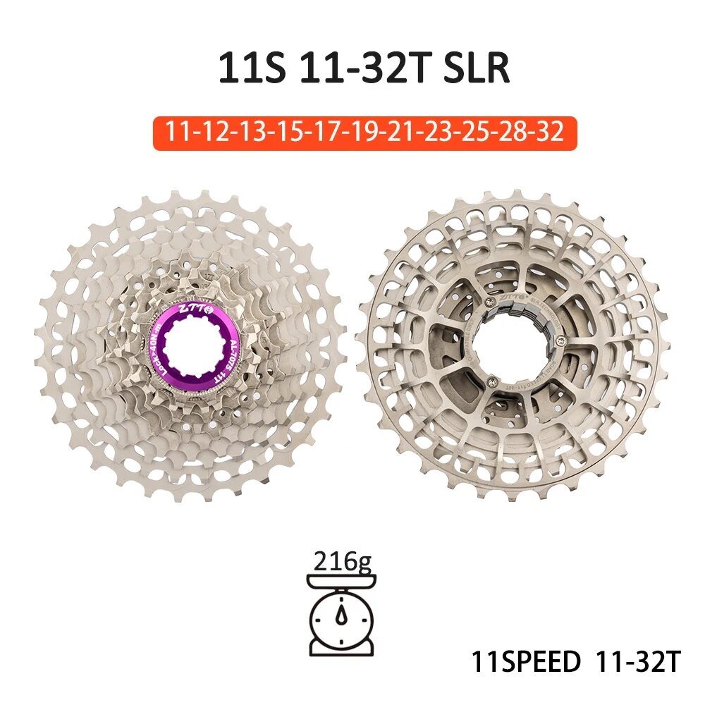 Кассета ZTTO SLR для шоссейного велосипеда 11/12 скоростей Сиреневый, 11S 32T SLR2 SR