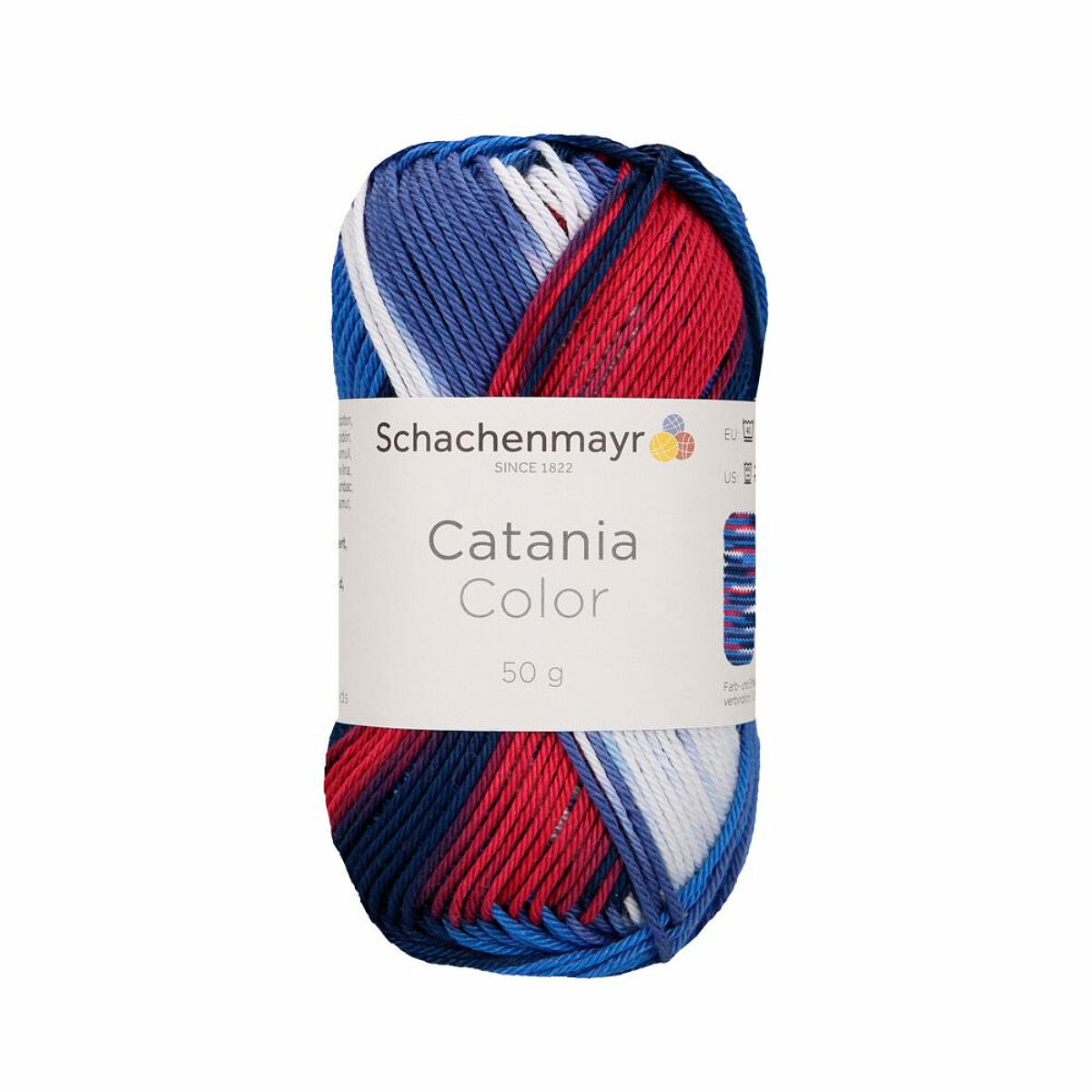 Catania Color /Катания Колор/ пряжа Schachenmayr original, MEZ, 9801780 (00242, nautilus color (цвет наутилуса), белый/красный/синий/черный, New!)