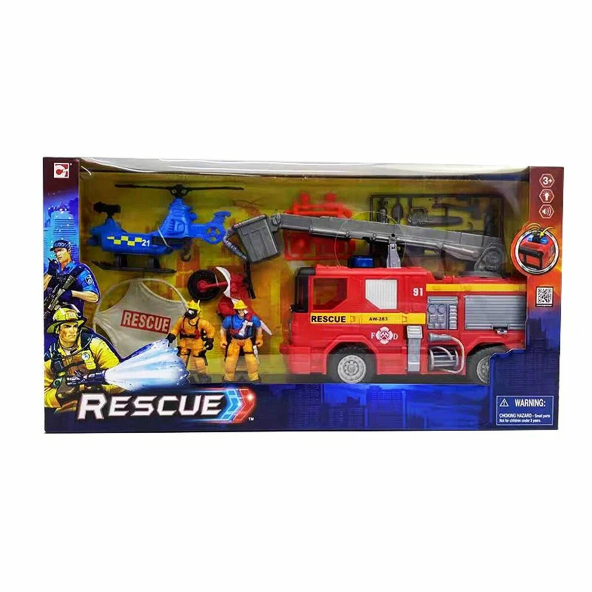 Chap Mei Rescue Fire Truck Playset/ Детская коллекционная игрушечная пожарная машина со звуковыми и световыми эффектами