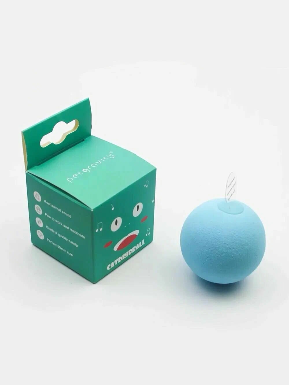 Rich Breed Интерактивная игрушка мячик для кошек со звуком, голубая 4,5см