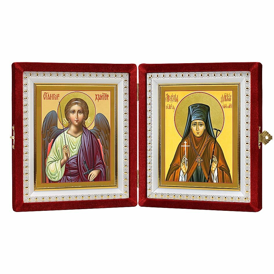 Складень именной "Преподобномученица Арсения (Добронравова) Сергиевская - Ангел Хранитель", размер ликов 10*12 см