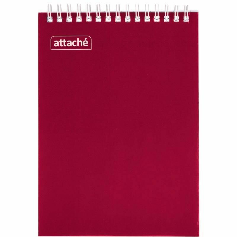 Блокнот Attache Бордовый, на спирали, А5, 60 листов, блок 60 г/м2, обложка 215 г