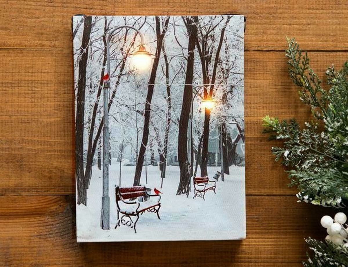 Светящееся настенное панно, малое, теплые белые LED-огни, 15х20 см, батарейки, Peha Magic