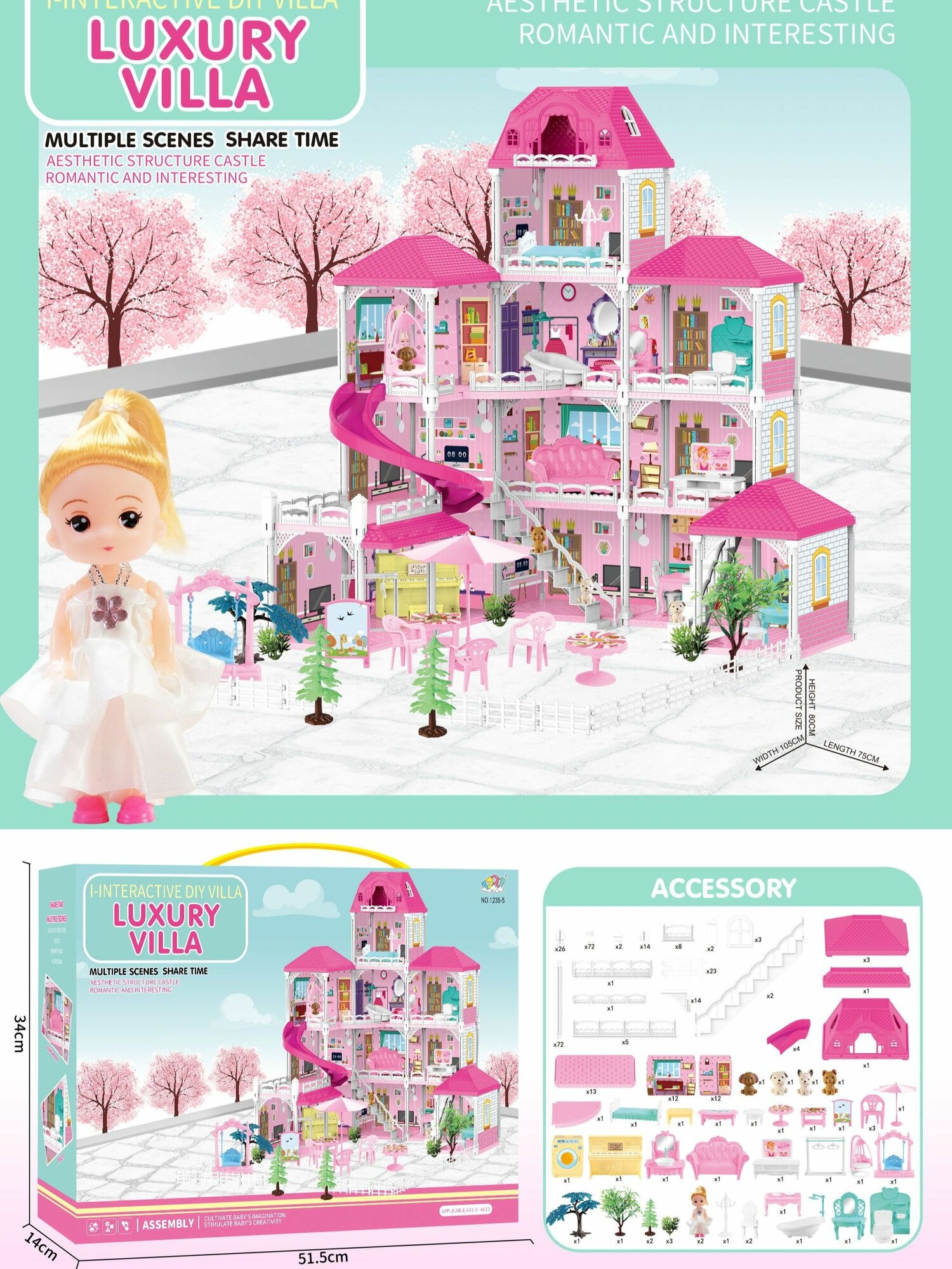 Игровой набор "Вилла с аксессуарами для кукол"