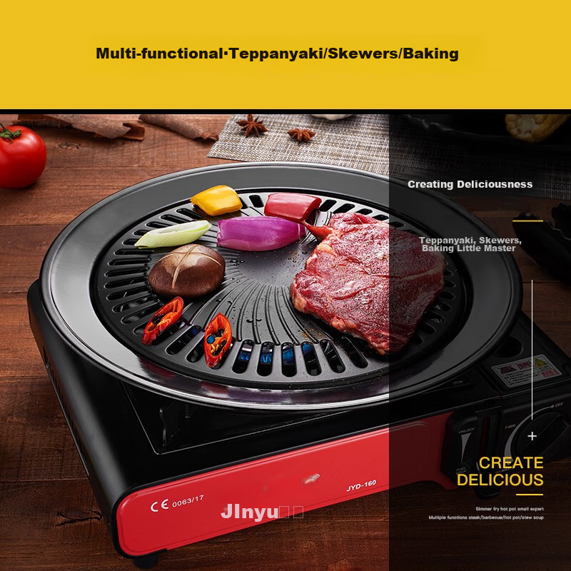 Jinyu Portable Gas Stove Grill Pan, Outdoor Barbecue Plate, Camping Cooking Griddle, Maifanshi Stone Fire Pit, Tea Brewing Pan, Home-Use Grill Plate