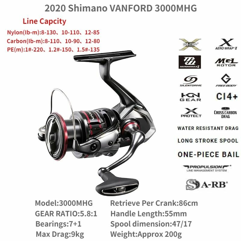 2020 SHIMANO VANFORD 3000MHG 5.8 Катушка для рыболовных снастей