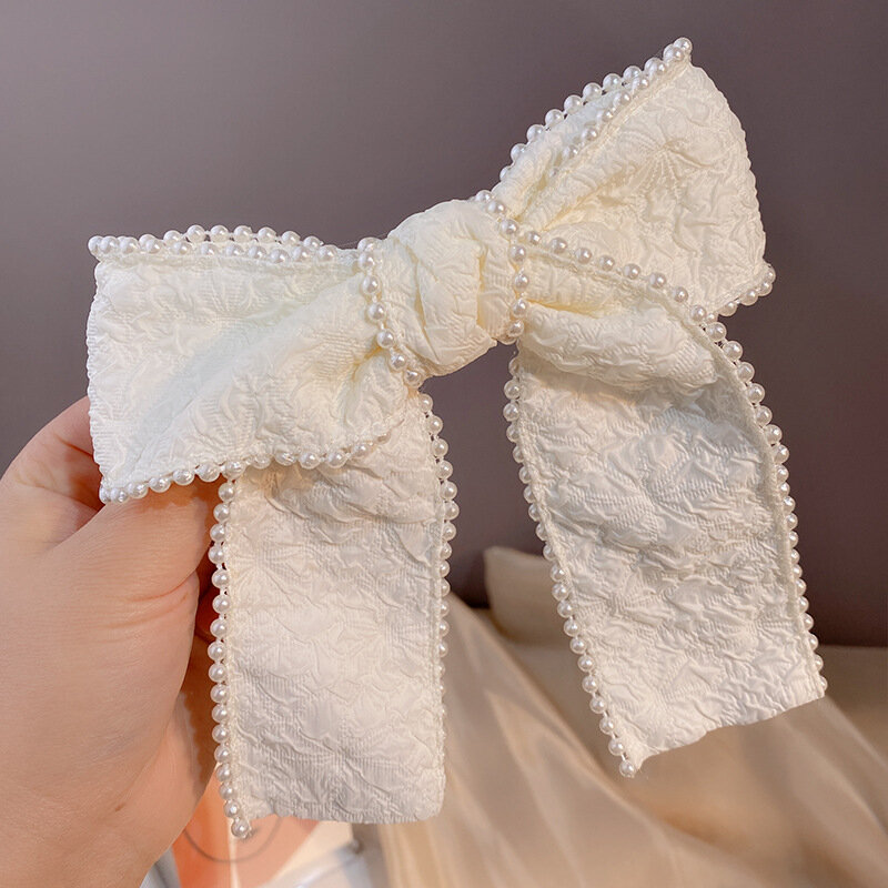 Обруч для волос "Бант с пружинным зажимом", французский ретро-стиль