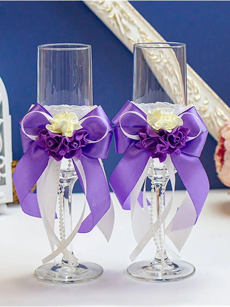 Свадебные бокалы для молодоженов, фужеры жениха и невесты для шампанского новобрачных 2 шт.