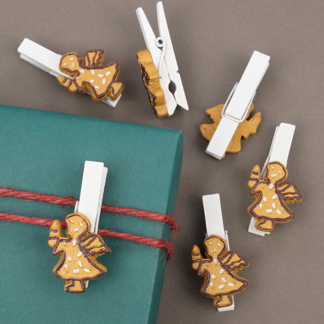 Новогодние прищепки Пряничные Ангелочки 5 см, 6 шт, Breitner, 59-1328