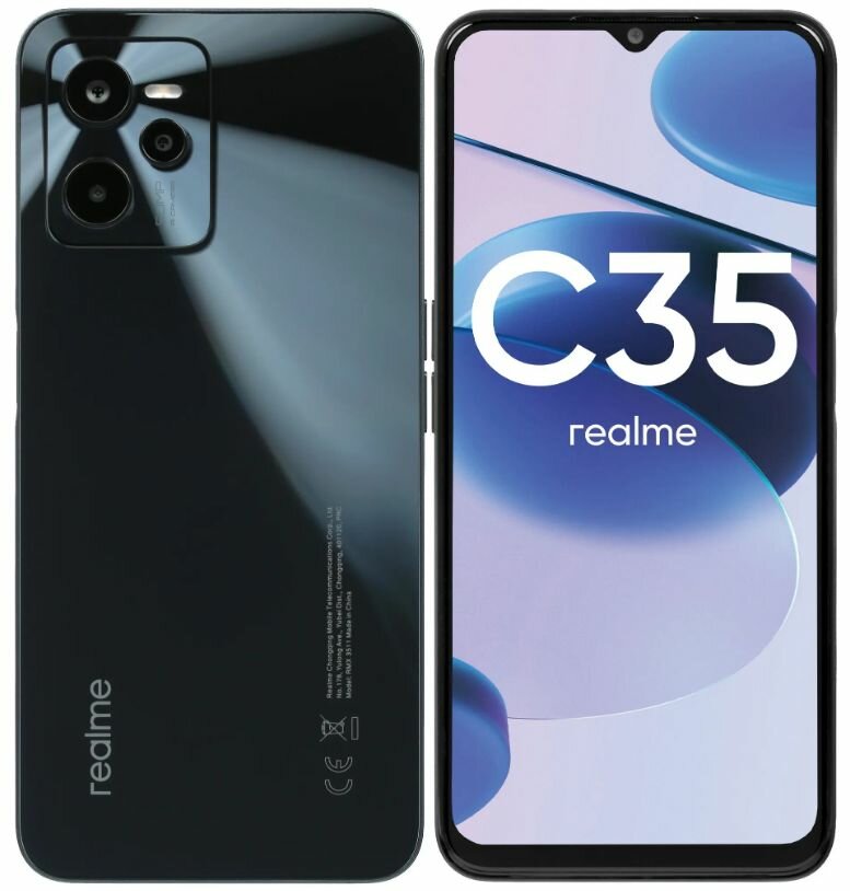 6,6" Смартфон realme C35 4/128 ГБ (6042396) 2022, черный