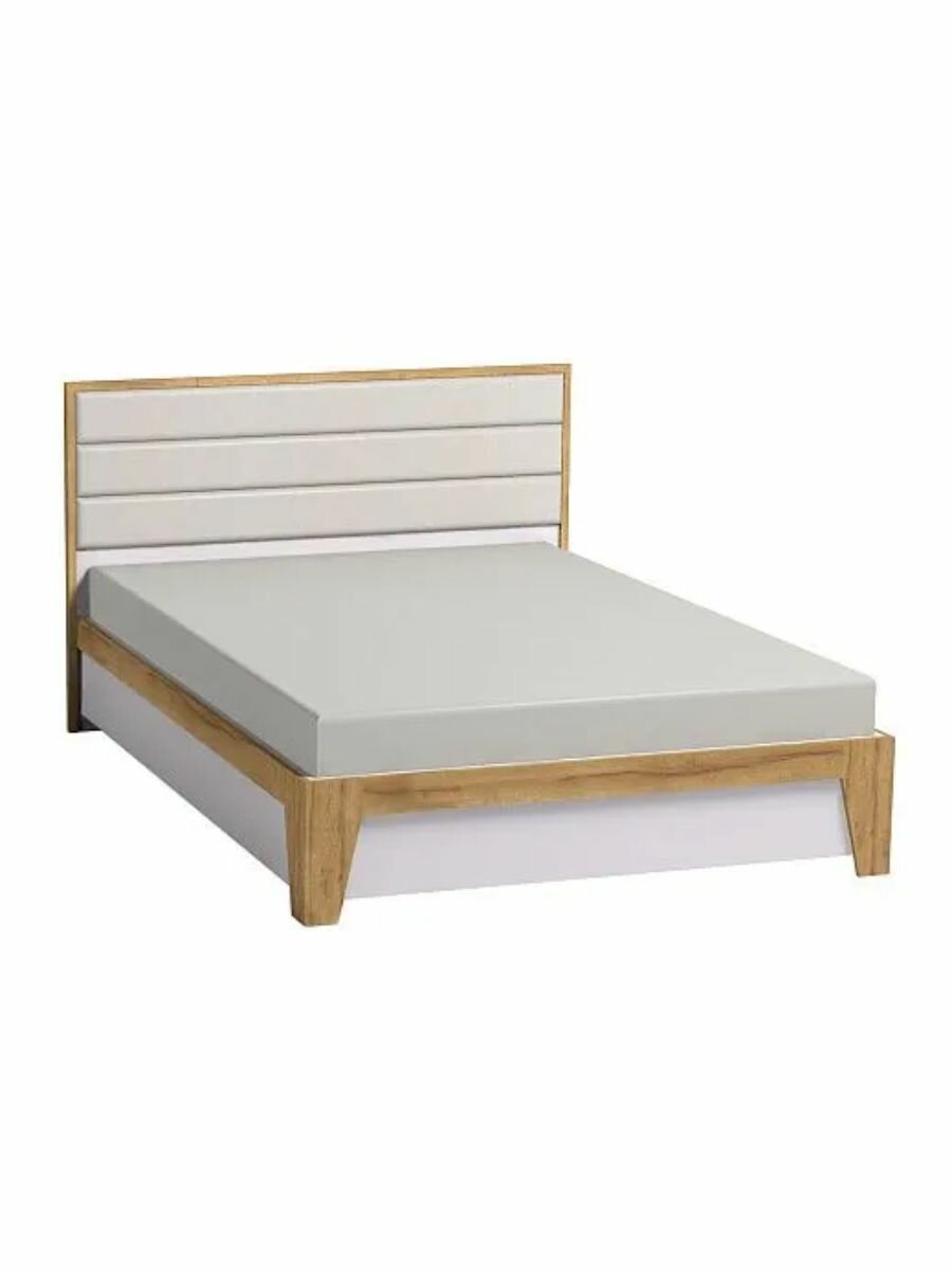 Полутороспальная кровать с ортопедическим основанием (дерево) Айрис 308 Люкс 140х200, дуб