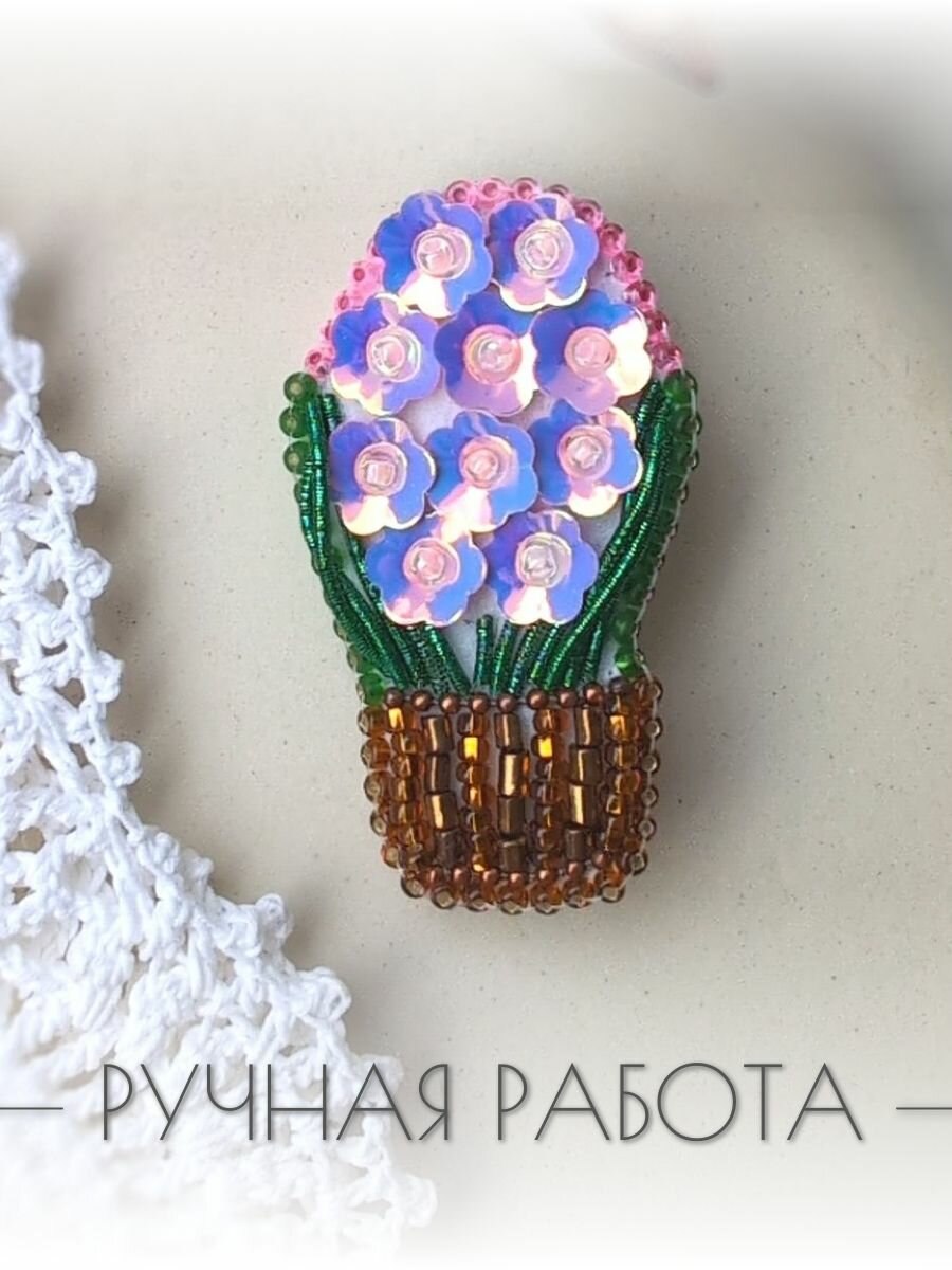 Брошь, жемчуг пресноводный культивированный, хрусталь