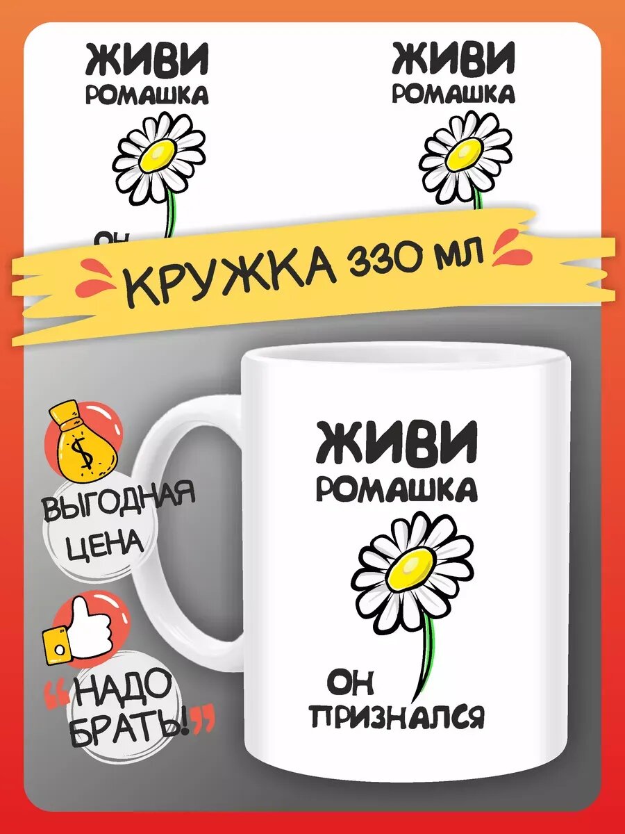 Кружка Ромашки, цветы, подарок на день рождения