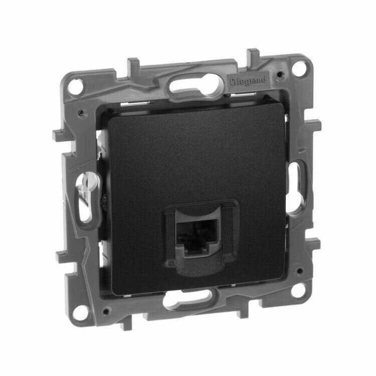 Розетка компьютерная RJ45 Legrand ETIKA антрацит скрытой установки для подключения интернета