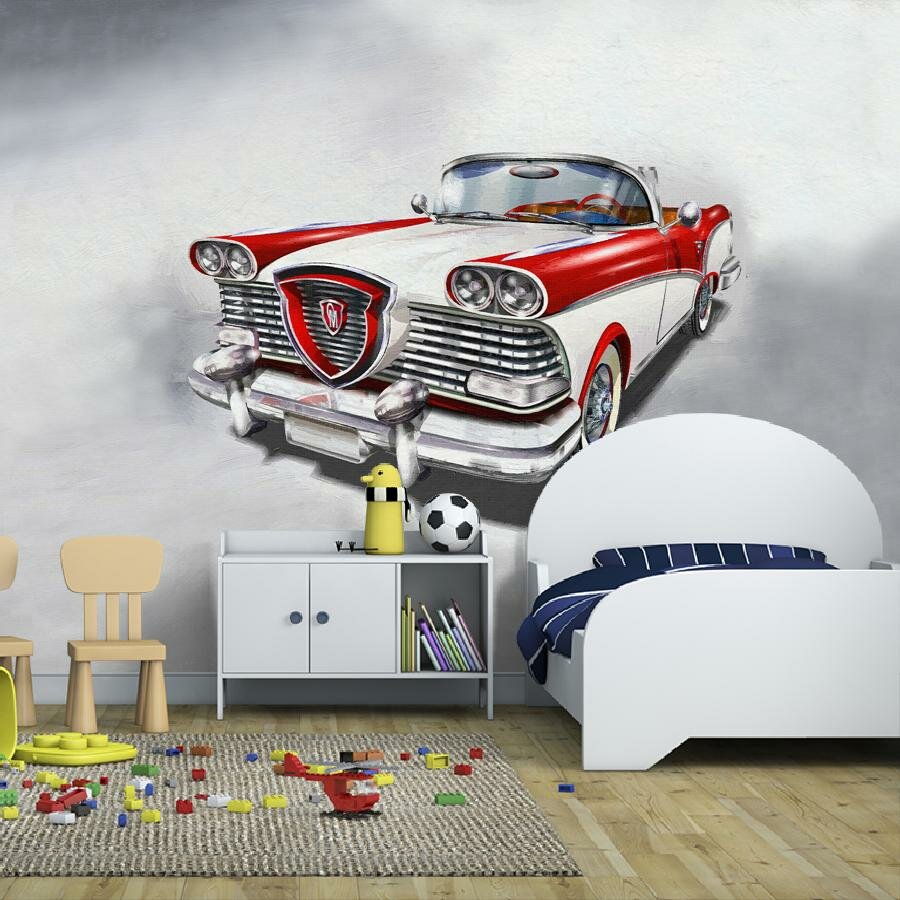 Фотообои Ретро автомобиль 9-274-S-Флок 270 x 200 см (ВхШ) Бесшовные, флизелиновые, влагостойкие обои