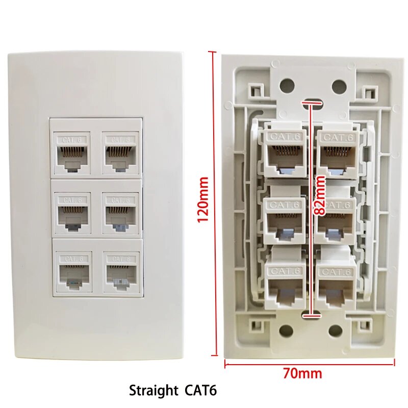 UKITSON 6-портовая белая настенная панель Cat6 RJ45 Female CAT6