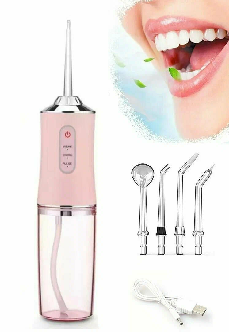 Ирригатор для полости рта с 4мя насадками / Ирригатор полости рта портативный с насадками Зеленый