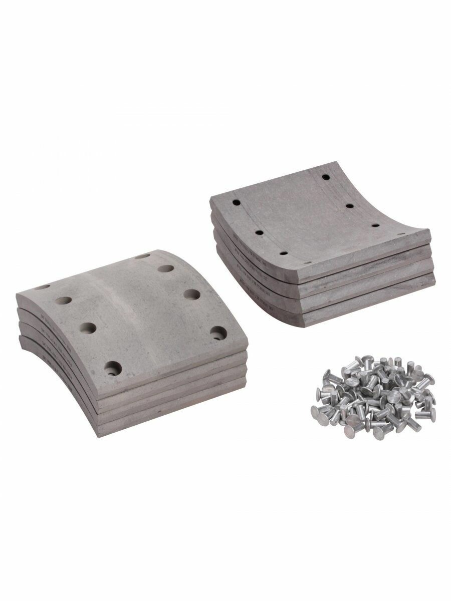 Накладка тормозной колодки для а/м МАЗ 6422 ремкомплект 8 шт. R0 с заклепками 160х187,5 (BLT 1210), TRIALLI BLT1210