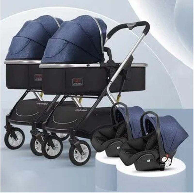 Коляска-люлька, коляска для близнецов, Матрасик *2 дождевик *2 москитная сетка *2 Накидка на ножки*2 страховочный ремень на руку *2 в комплекте -jua