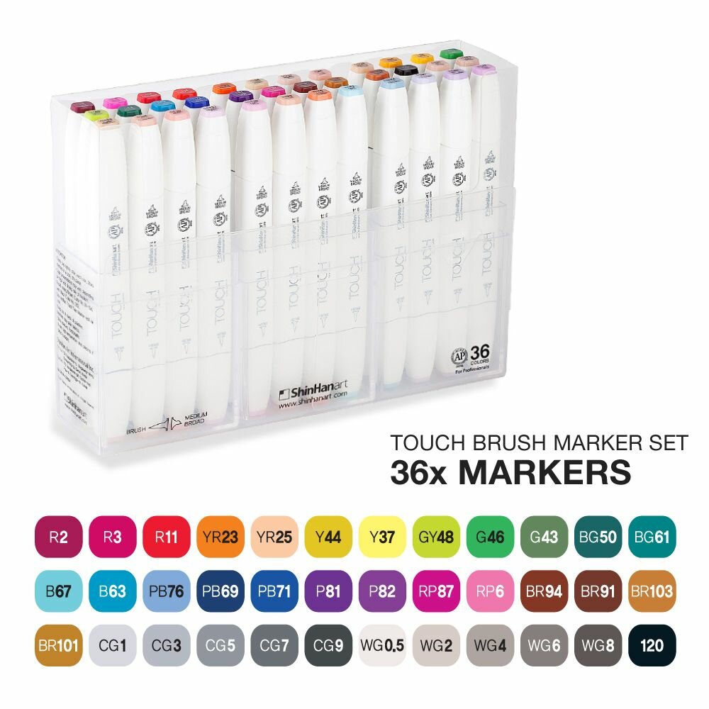 Набор Маркеров BRUSH TOUCH TWIN 36 цветов