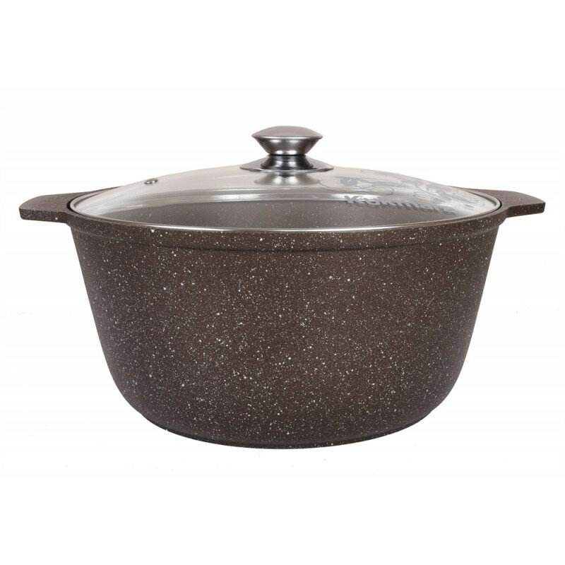 Кукмара КМ-жмк52а, Кастрюля-жаровня 5 л, со стеклянной крышкой, кофейный мрамор, с антипригарным покрытием