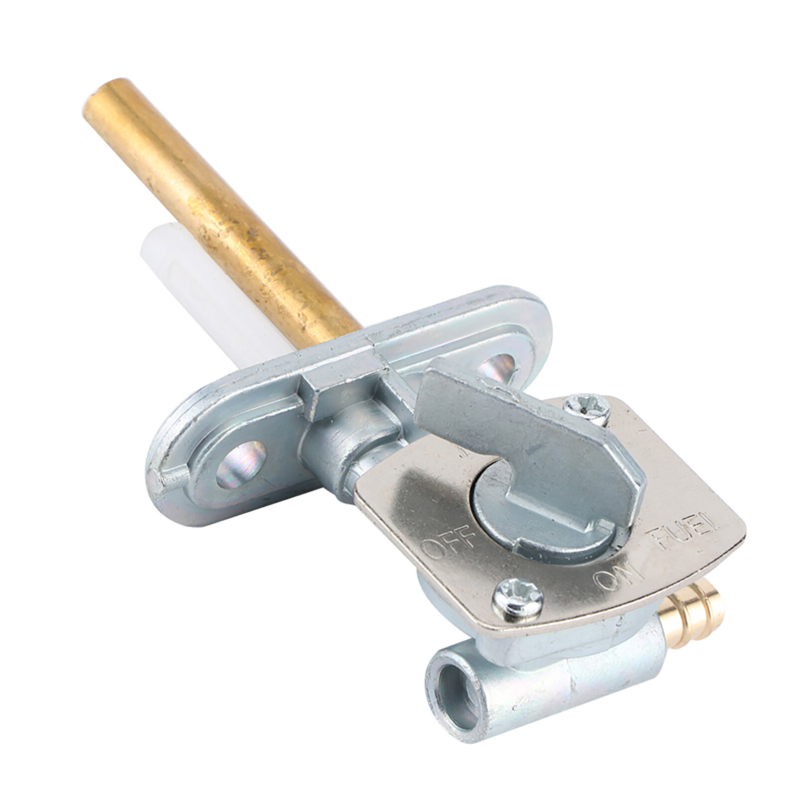 Кран топливный Petcock для топливного бака YFZ350 YFM660 Grizzly , материал алюминий и пластик, цвет серебристый и белый, вес упаковки около 97 г, в комплект входят 1 кран, 1 пластиковая трубка, 2 прокладки, 1 силиконовая прокладка