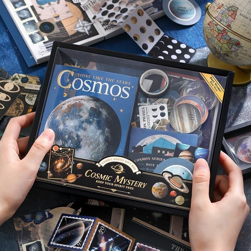 Набор YAKIMODO Космос, для скрапбукинга, 140 элементов, бумага, картон, белый