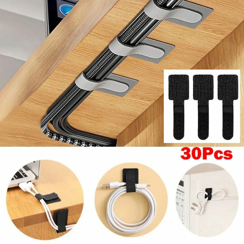 30 шт. многоразовых кабельных стяжек для крепления устройства для хранения веревкиA