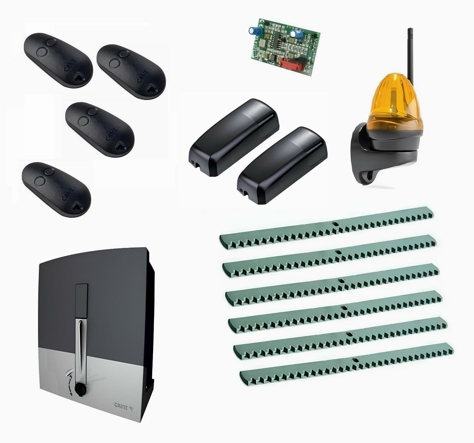 Автоматика для откатных ворот BXL04AGS FULL6-K-T4, комплект: привод, радиоприемник, 4 пульта, фотоэлементы, лампа, 6 реек