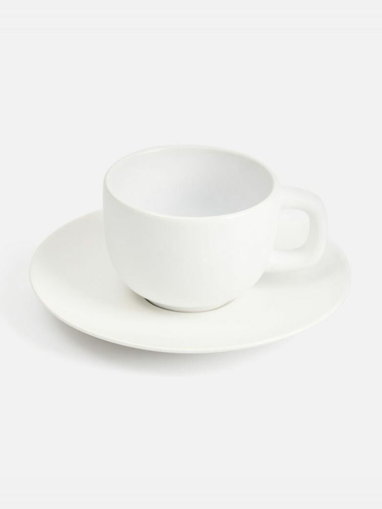 Чайная пара чашка с блюдцем подарочная керамическая матовая 200 мл, molti, Stansa, белая