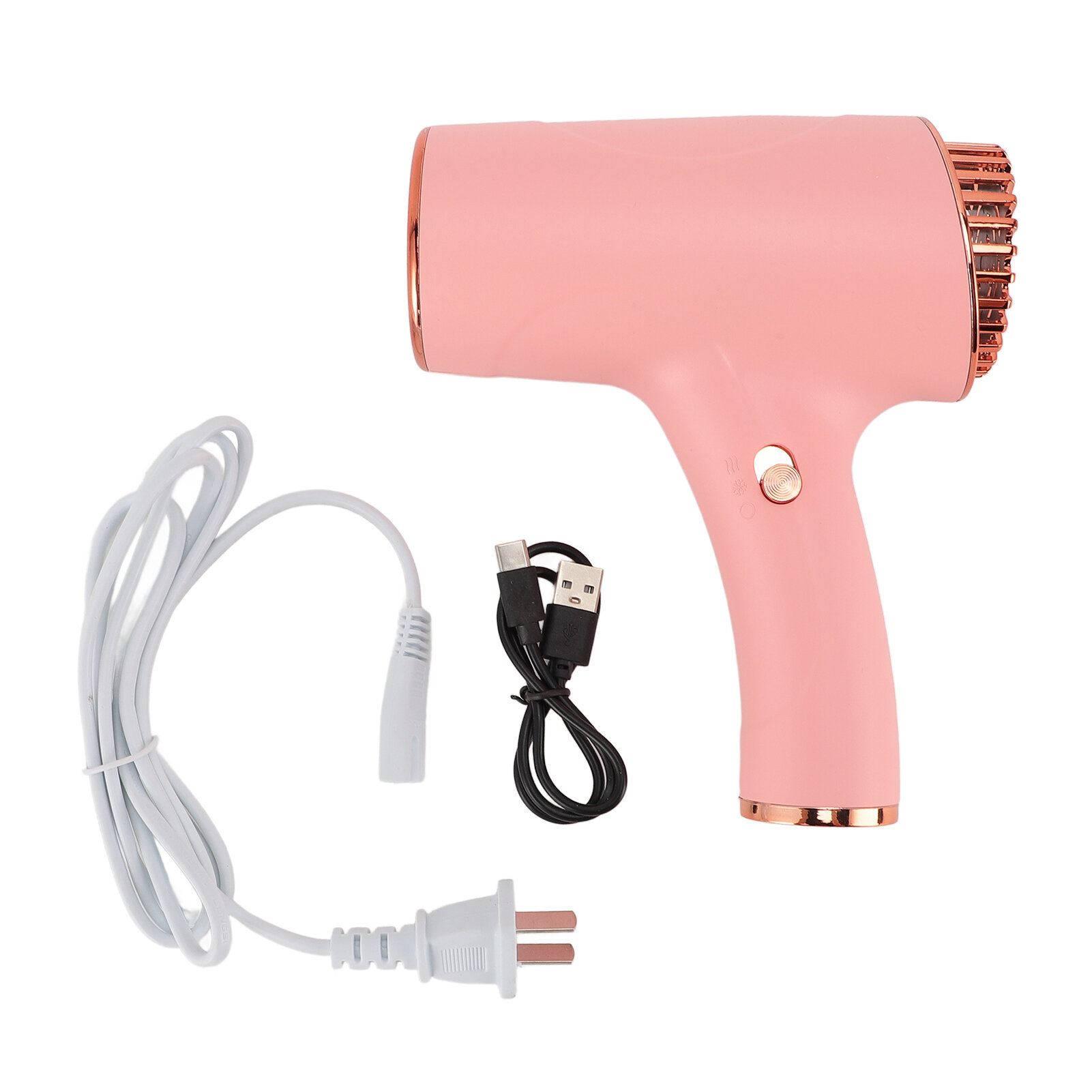 Фен с отрицательными ионами, ABS-пластик, горячий и холодный поток воздуха, тихий, портативный, для дома, путешествий, общежития, быстро сохнет, розоватый оттенок.