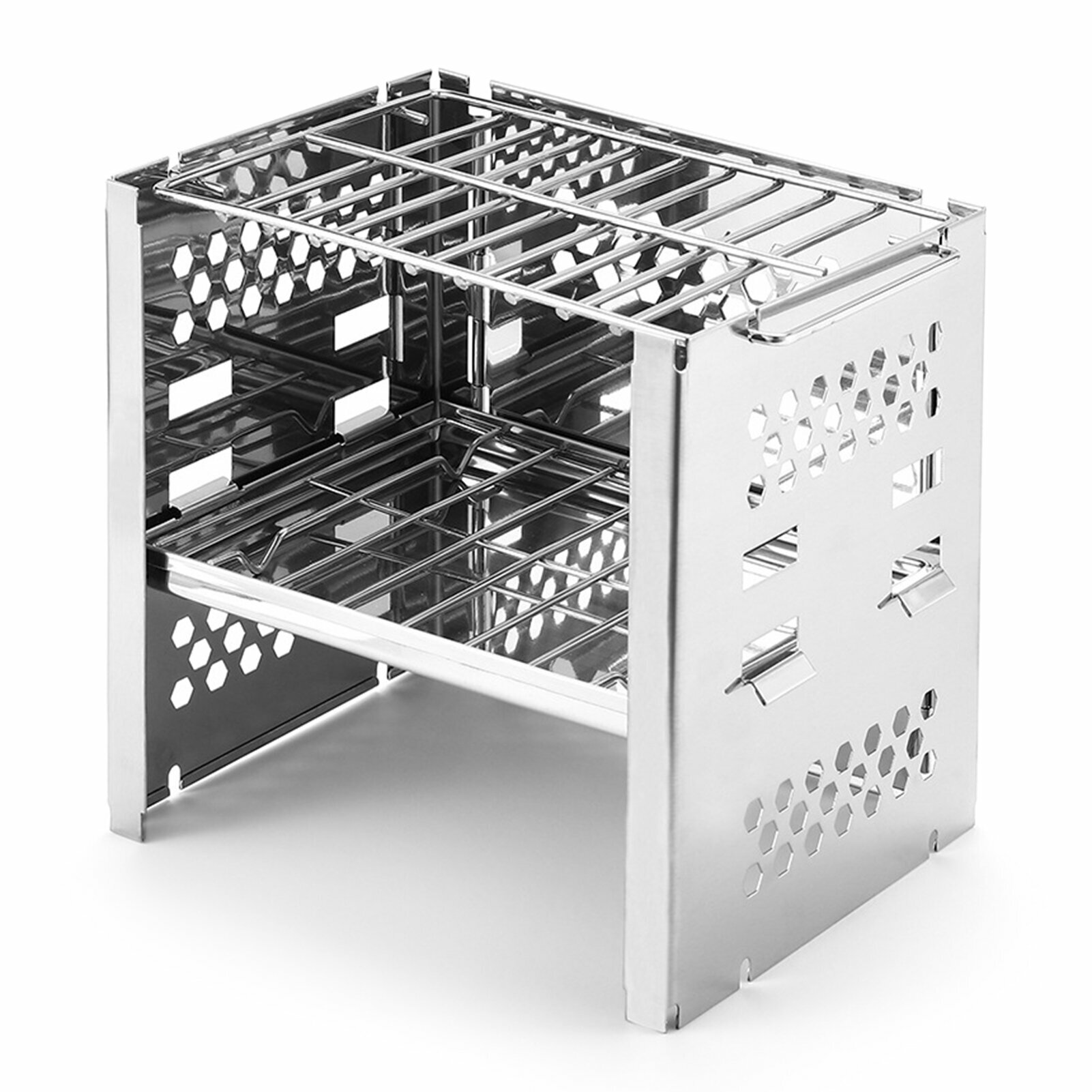 Портативная походная дровяная печь, складная, из нержавеющей стали, походный гриль-барбекю для походов, пикников, путешествий