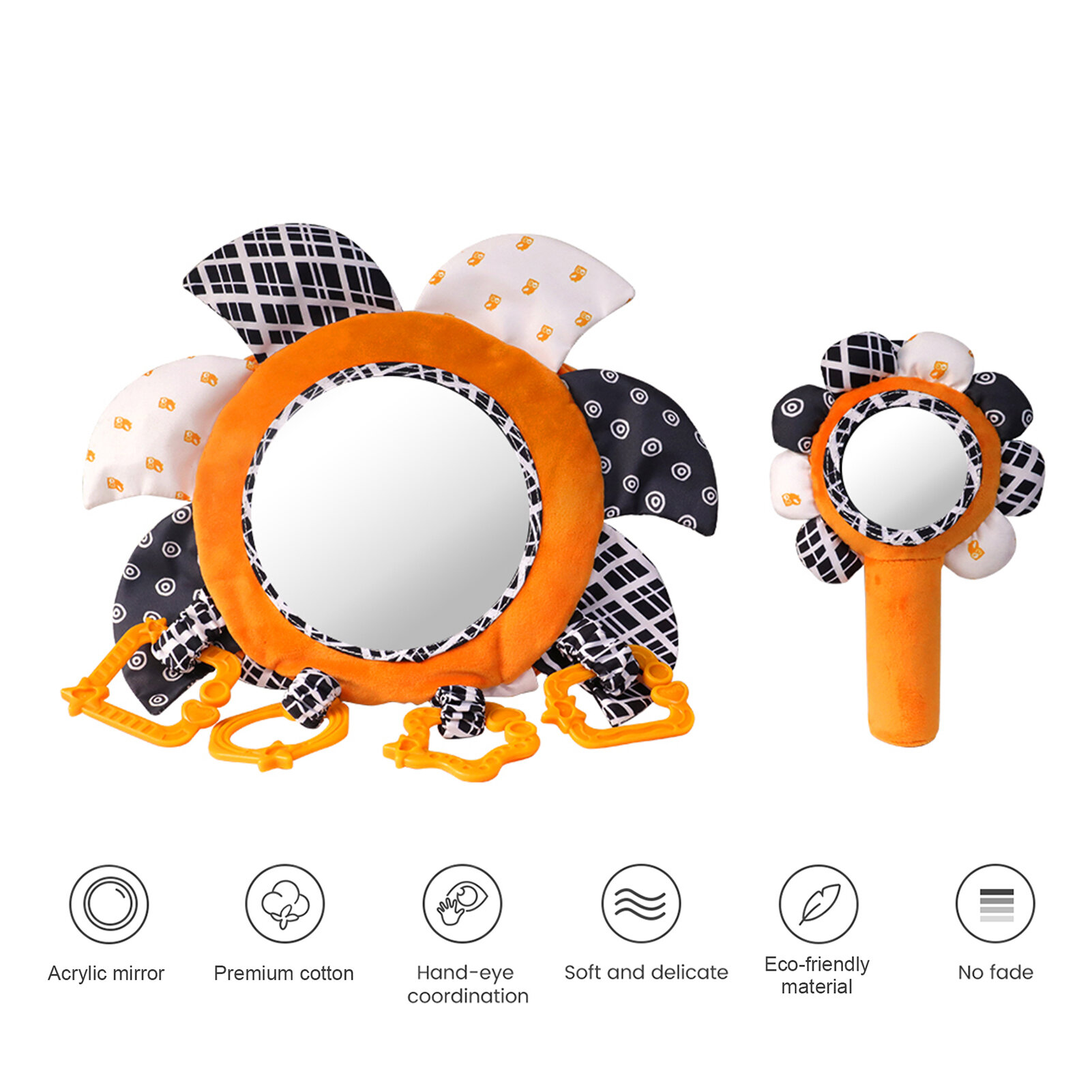 Зеркало Tumama для животика с погремушками и кольцами, игрушка для коляски 0-3 лет