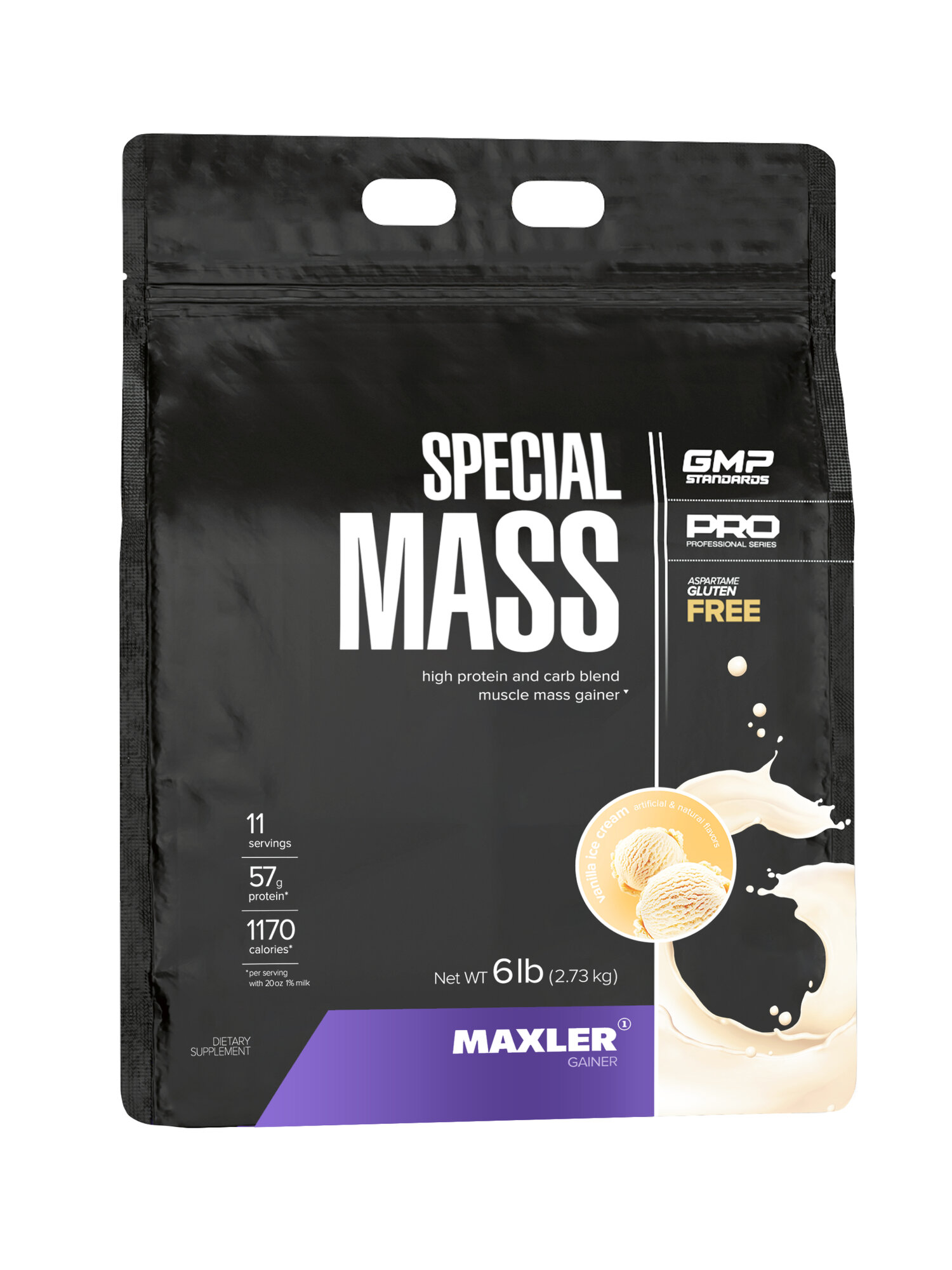 Гейнер для наборы мышечной массы Maxler Special Mass, порошок, 2730 г - Ванильное мороженое