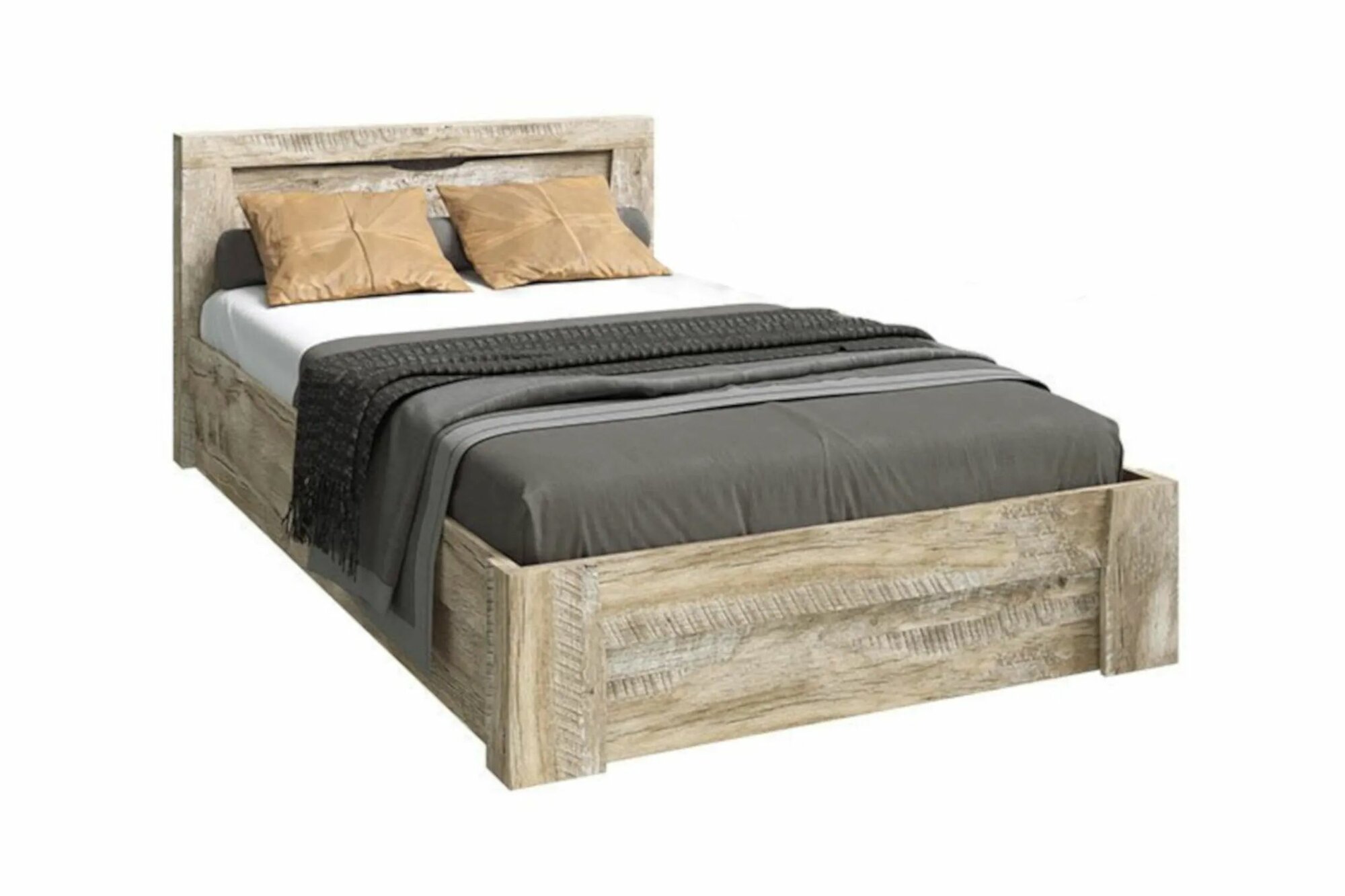 Кровать 1,2м Ривьера (Дуб Юкон, Бетон темный)