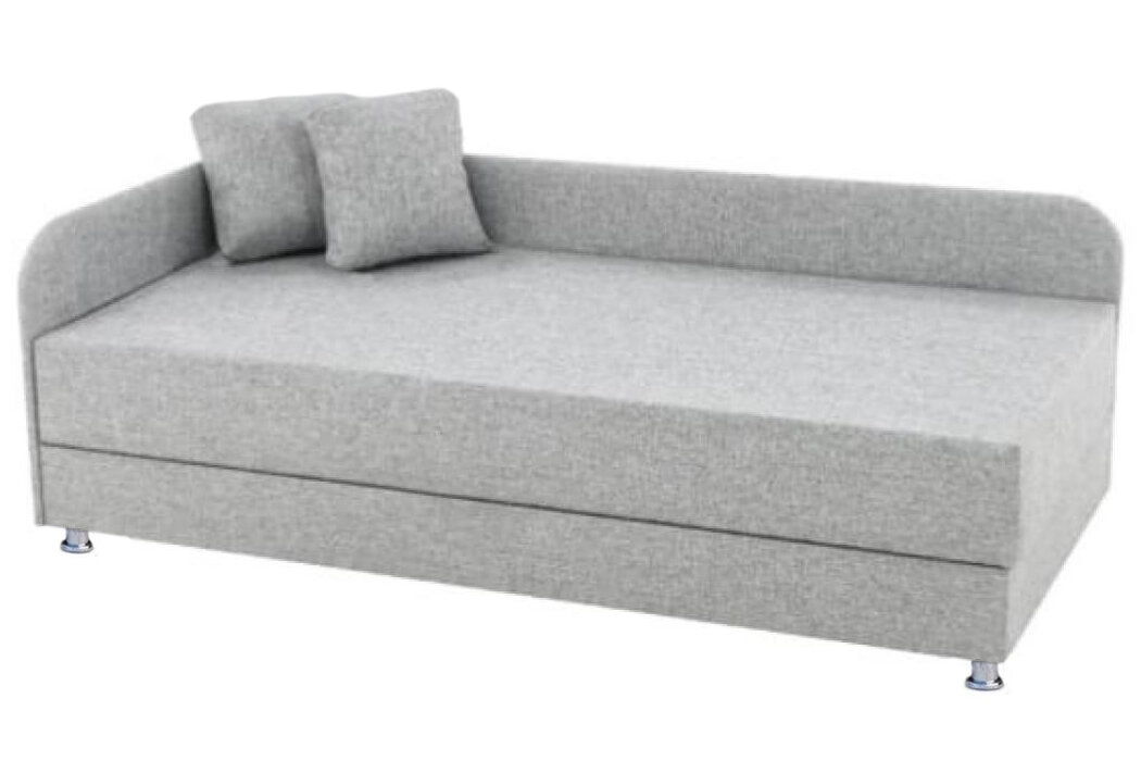 Кровать-тахта односпальная "Соня" серая рогожка спинка левая